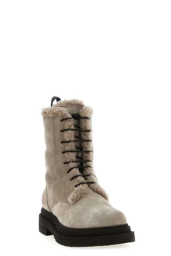 Brunello Cucinelli Shearling Lace-up Boots