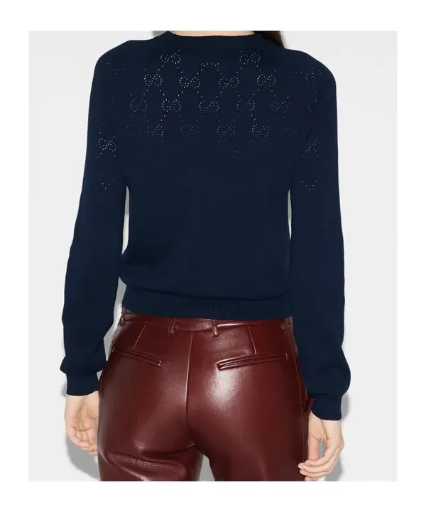Gucci Cotton Crewneck Top With Gg Argyle Pattern