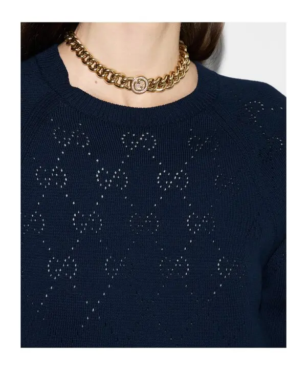 Gucci Cotton Crewneck Top With Gg Argyle Pattern