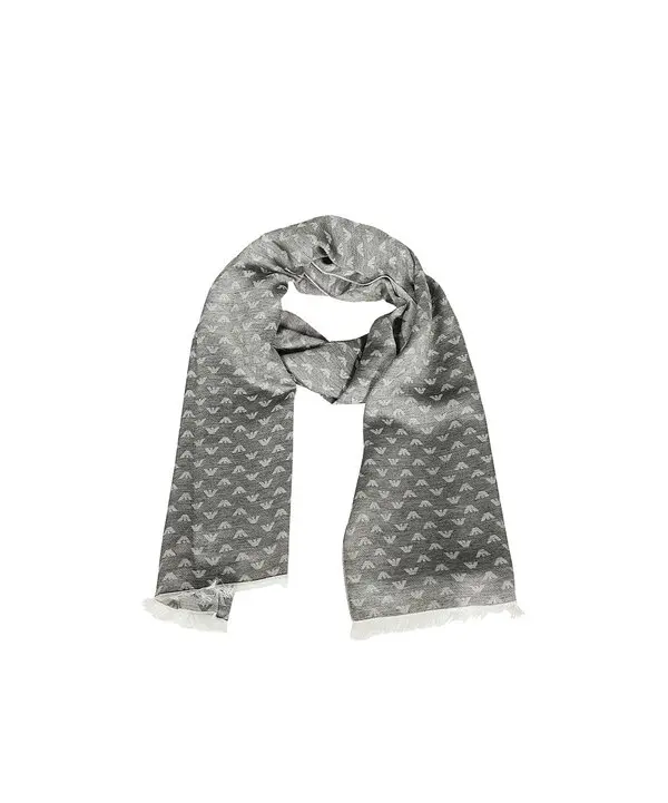 Emporio Armani Logo Monogram Jacquard Scarf - Gray