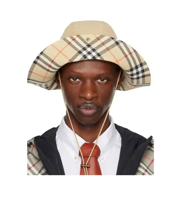 Burberry Check Brim Gabardine Bucket Hat
