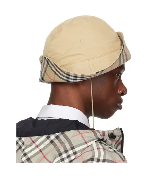 Burberry Check Brim Gabardine Bucket Hat