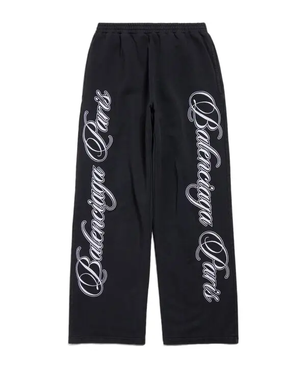 Balenciaga Baggy Cursive Logo Wide-leg Pants