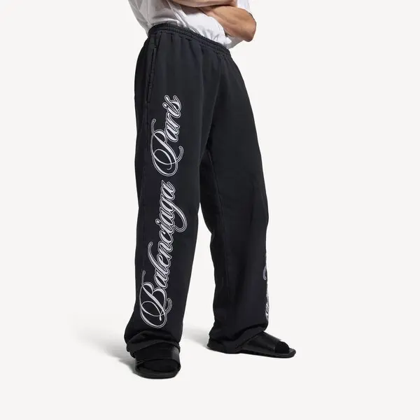 Balenciaga Baggy Cursive Logo Wide-leg Pants