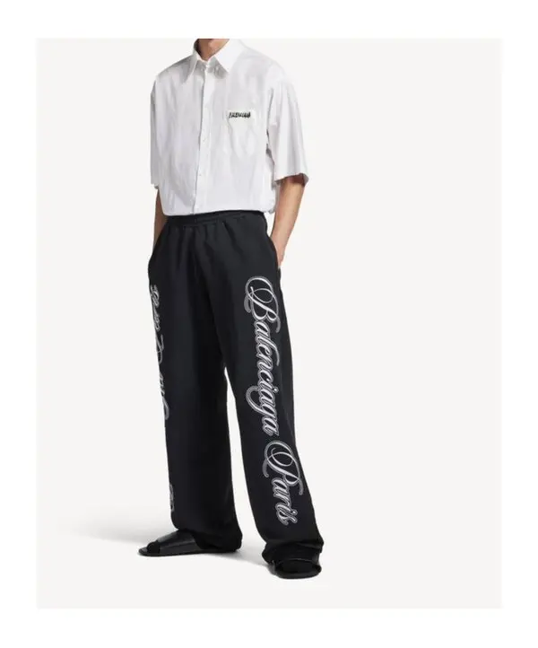 Balenciaga Baggy Cursive Logo Wide-leg Pants