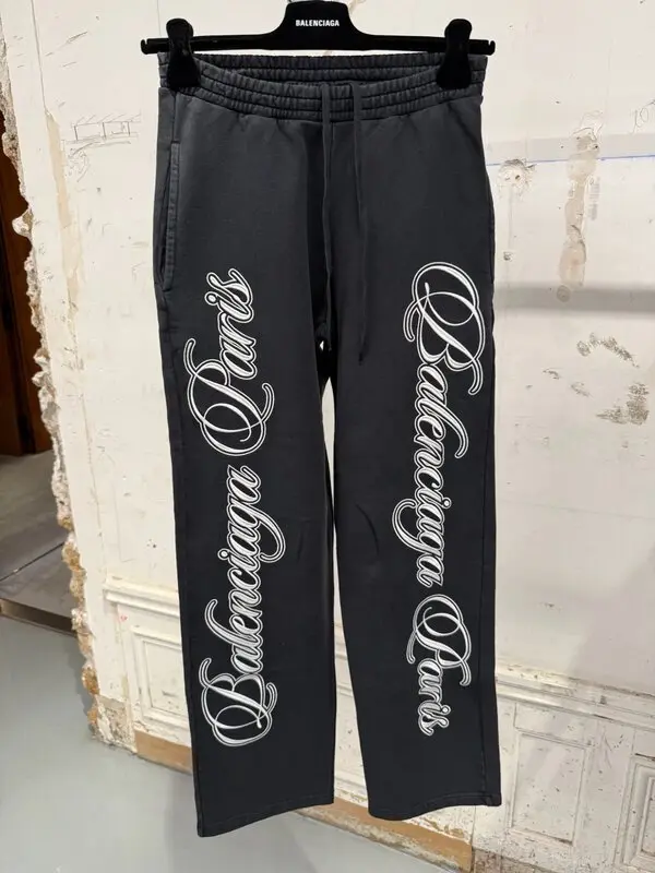 Balenciaga Baggy Cursive Logo Wide-leg Pants