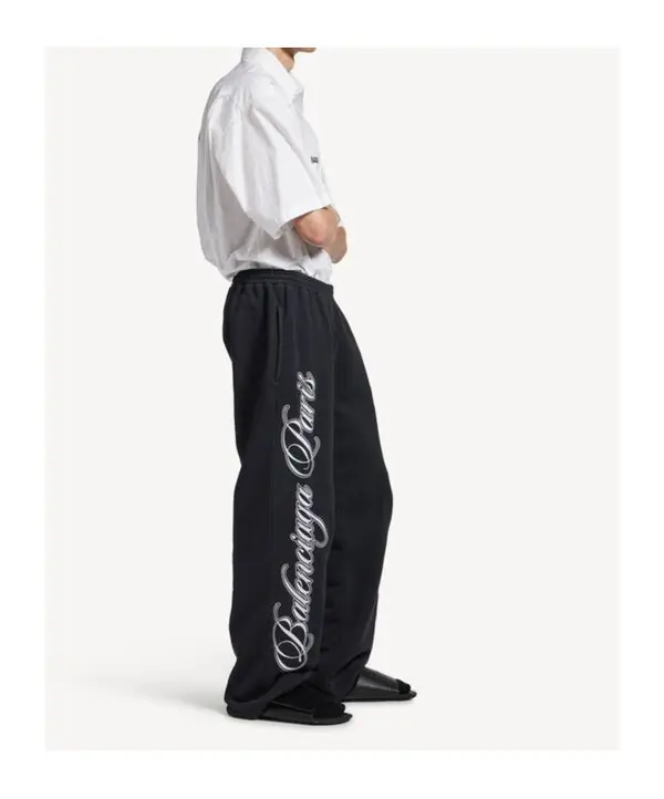 Balenciaga Baggy Cursive Logo Wide-leg Pants