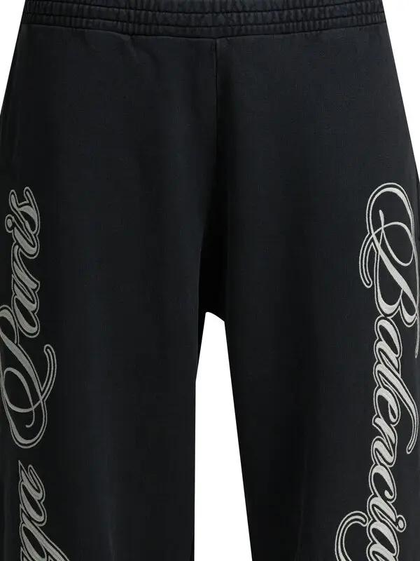 Balenciaga Baggy Cursive Logo Wide-leg Pants - Black