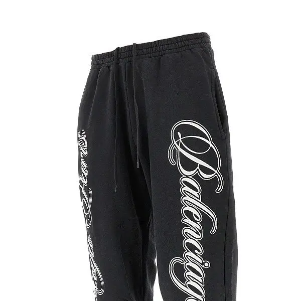 Balenciaga Baggy Cursive Logo Wide-leg Pants - Black