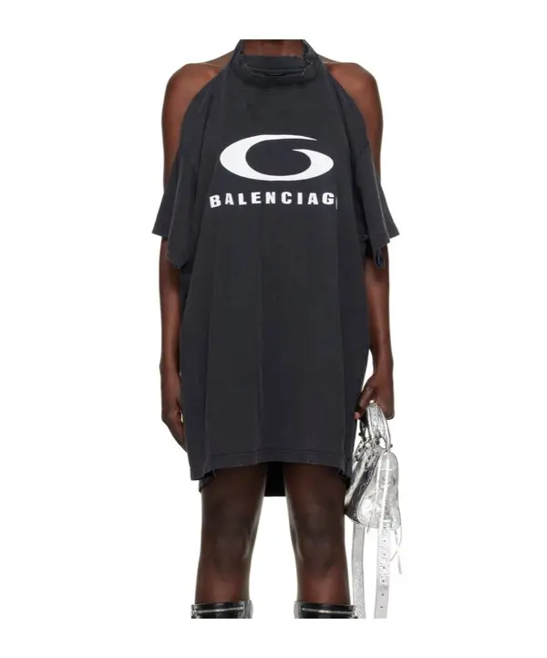 Balenciaga Printed Halterneck T-shirt Dress