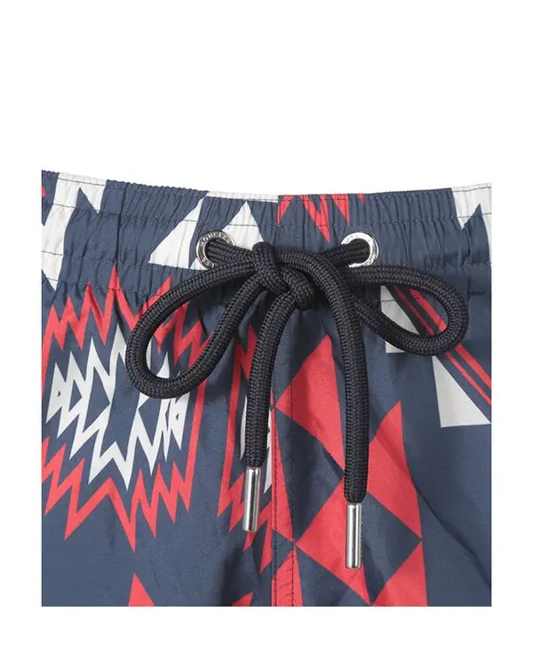 Moncler Printed Beach Shorts With Drawstring - Blue