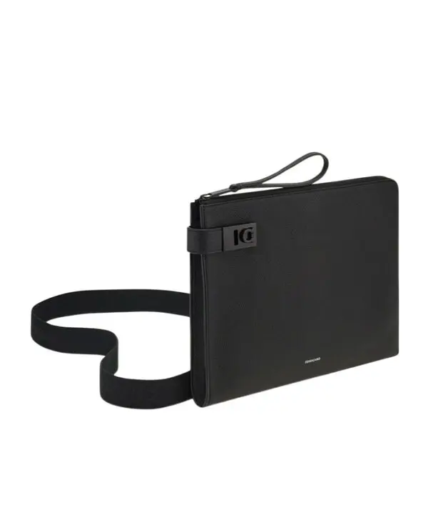 FERRAGAMO Gancini Buckled Zip-up Clutch Bag