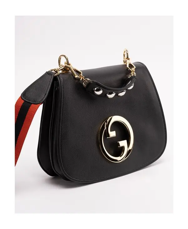 Gucci Blondie Top Handle Bag With Interlocking G Detail - Black