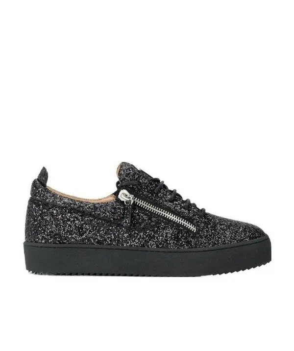 GIUSEPPE ZANOTTI Glitter Zip-up Sneakers - Black