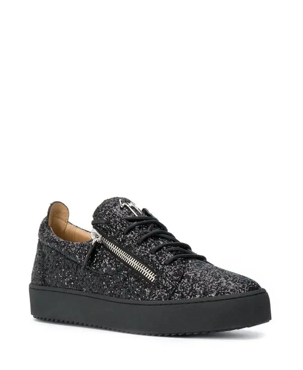 GIUSEPPE ZANOTTI Glitter Zip-up Sneakers - Black