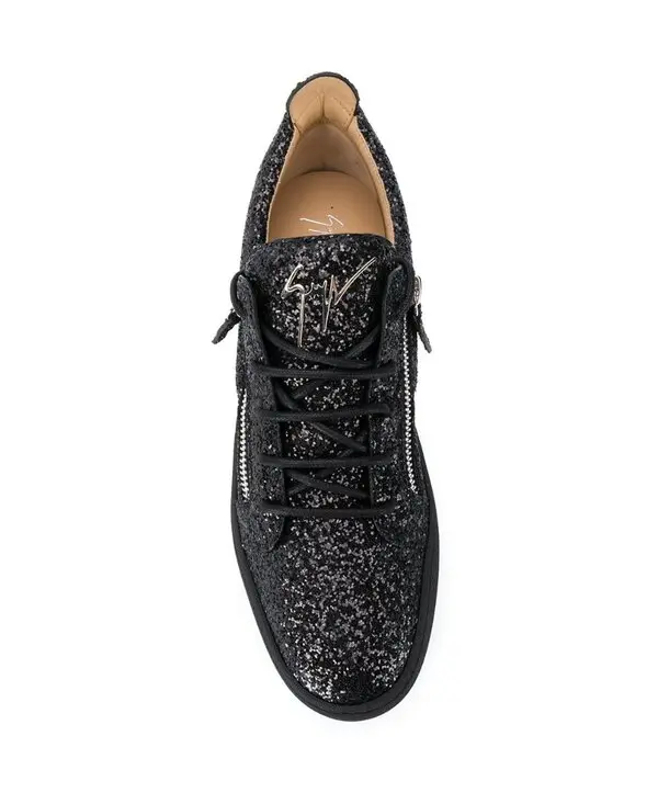 GIUSEPPE ZANOTTI Glitter Zip-up Sneakers - Black