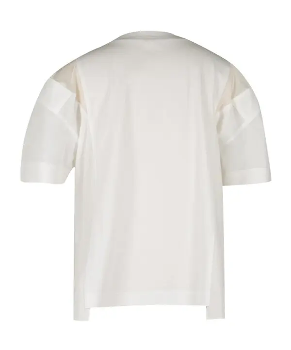 Sacai Poplin Jersey T-shirt With Round Neck And Short Sleeves