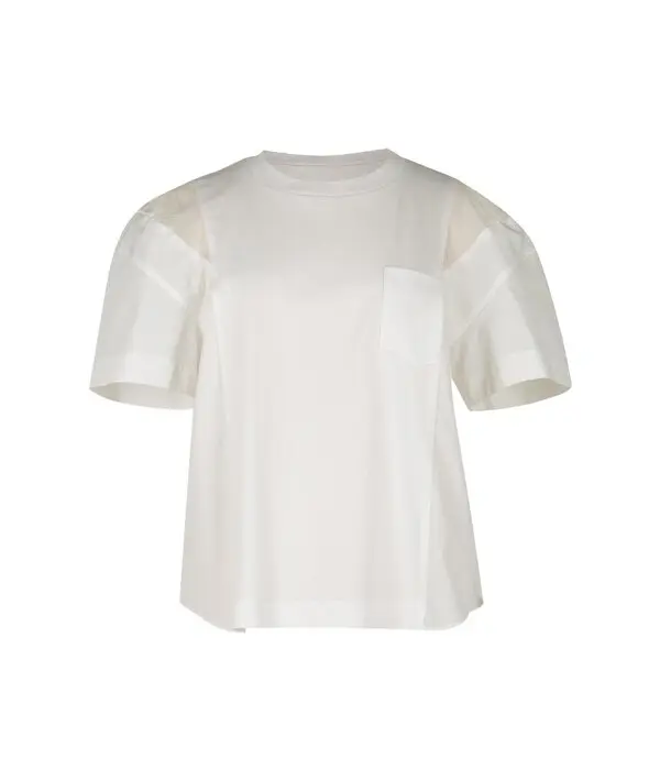 Sacai Poplin Jersey T-shirt With Round Neck And Short Sleeves