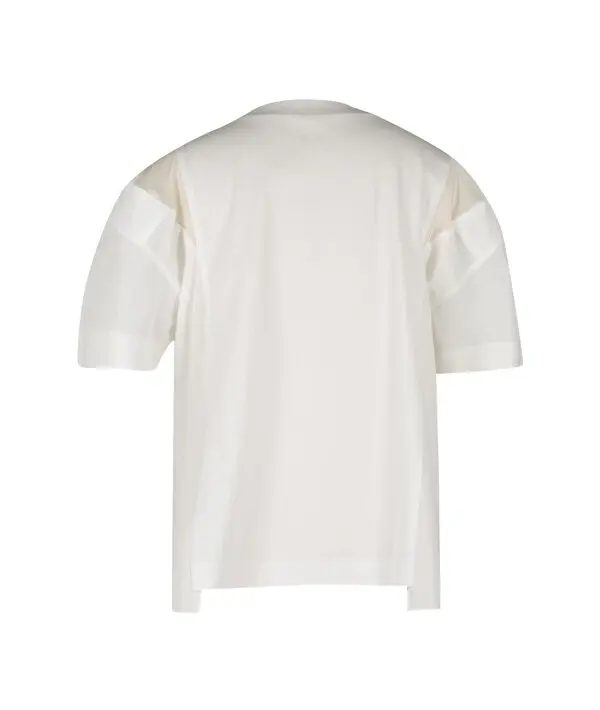 Sacai Poplin Jersey T-shirt With Round Neck And Short Sleeves