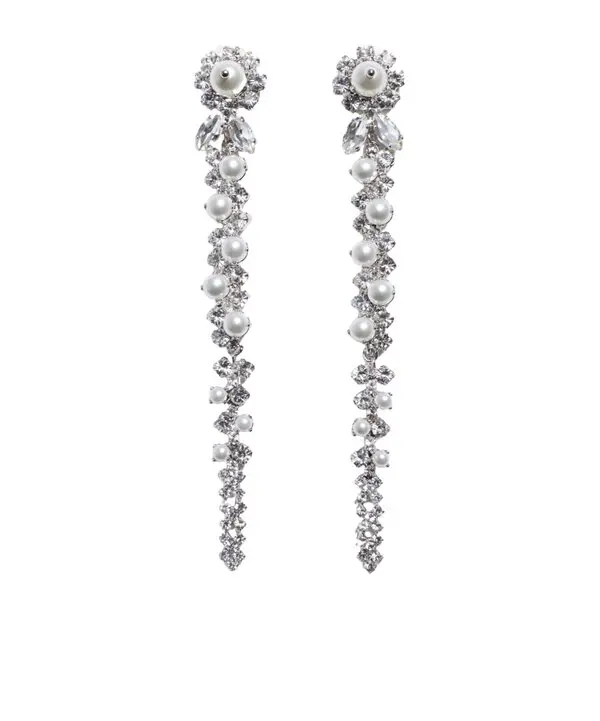 Simone Rocha Crystal And Faux Pearl Dangle Earrings - Gray