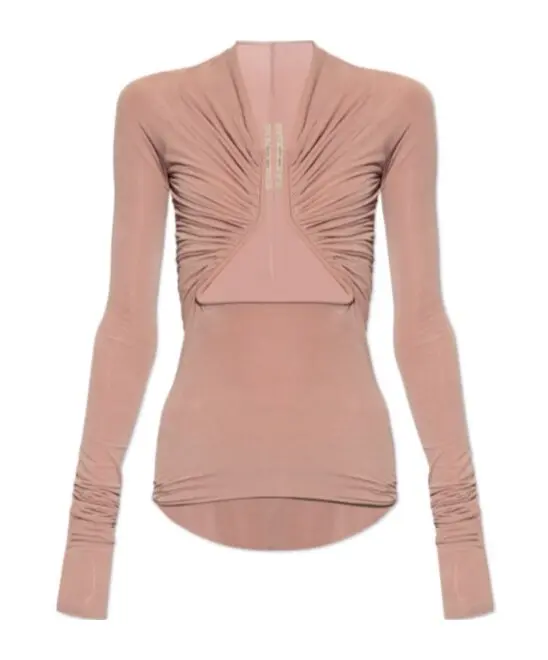Rick Owens Long Sleeve Gathered Top - Pink
