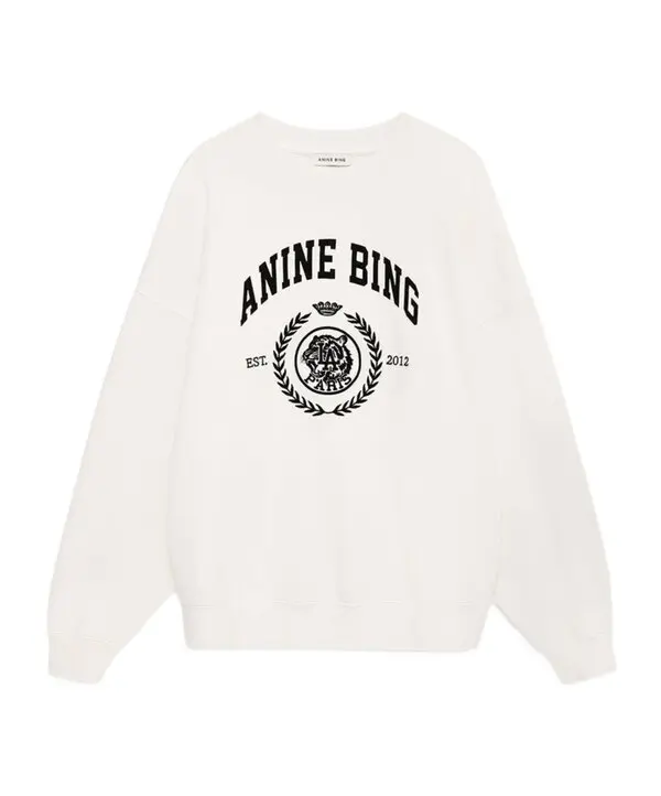 ANINE BING Miles Collegiate Logo Sweatshirt - Cream