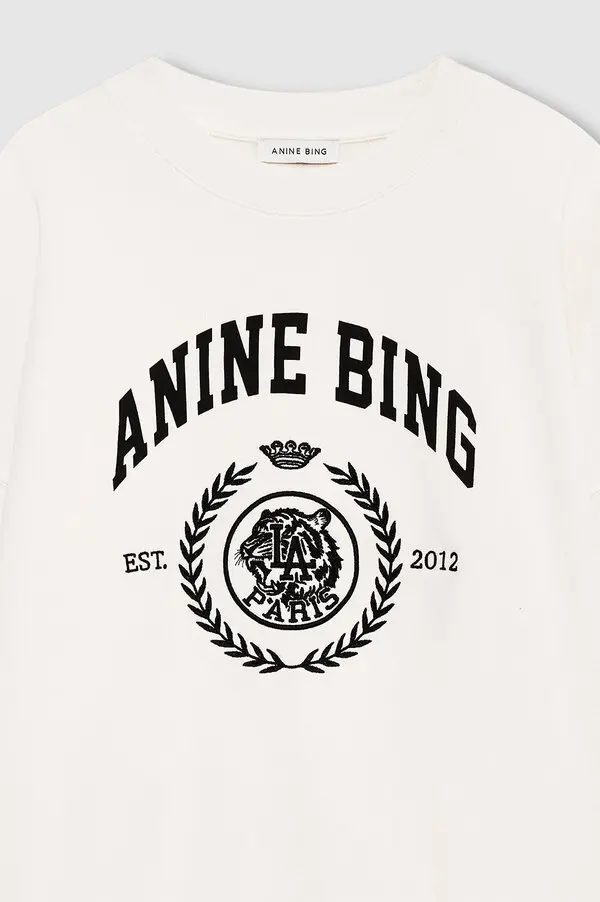 ANINE BING Miles Collegiate Logo Sweatshirt - Cream