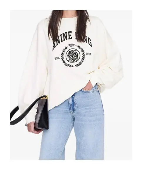 ANINE BING Miles Collegiate Logo Sweatshirt