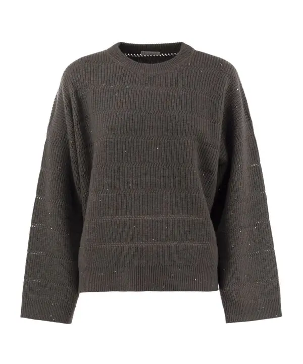 Brunello Cucinelli Sequin-embellished Knit Crew Neck Sweater