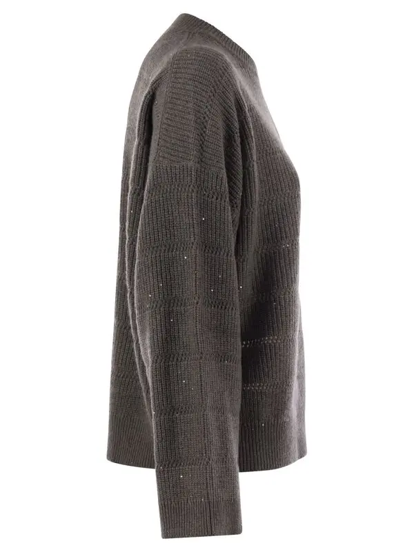 Brunello Cucinelli Sequin-embellished Knit Crew Neck Sweater