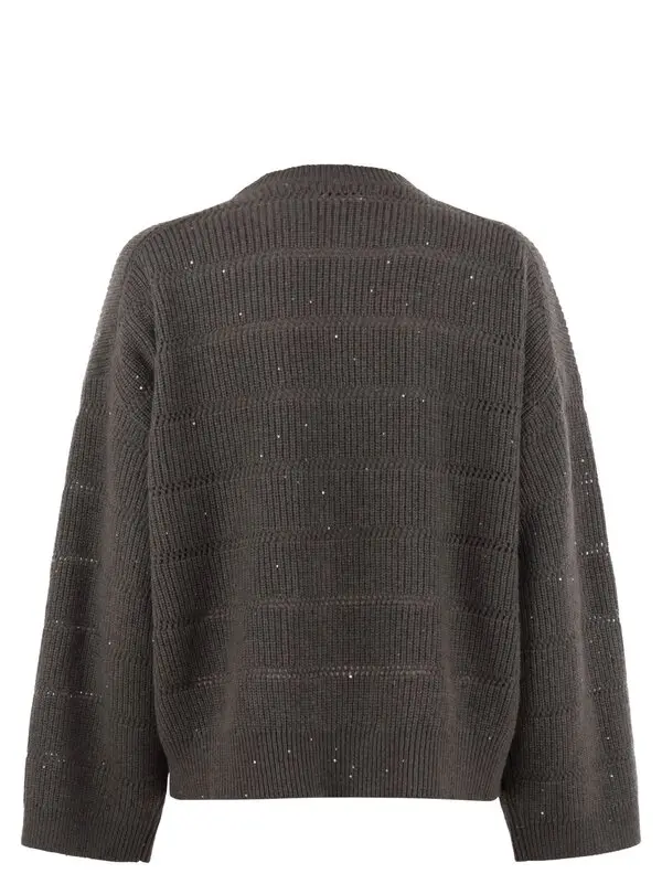 Brunello Cucinelli Sequin-embellished Knit Crew Neck Sweater