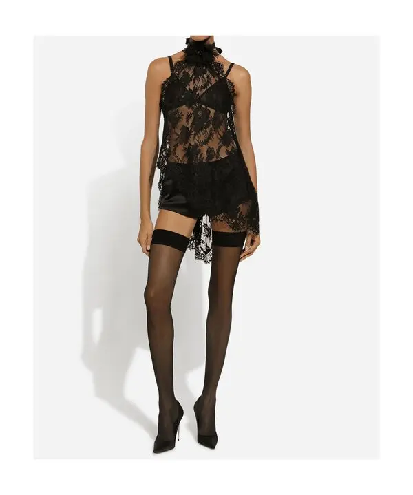 Dolce & Gabbana Floral Lace Asymmetrical Top