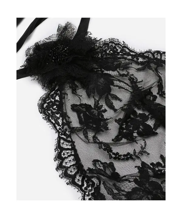 Dolce & Gabbana Floral Lace Asymmetrical Top