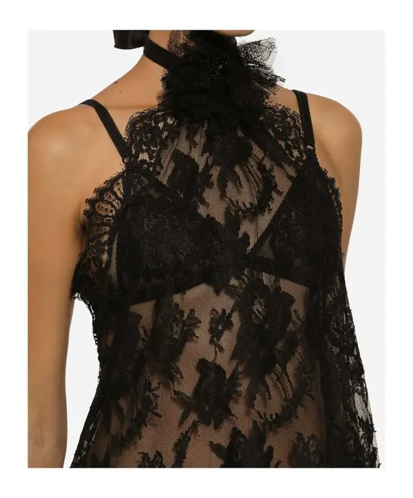 Dolce & Gabbana Floral Lace Asymmetrical Top