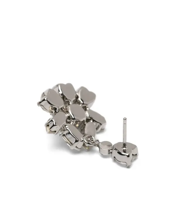 Simone Rocha Heart-shaped Crystal Flower Drop Earrings - White