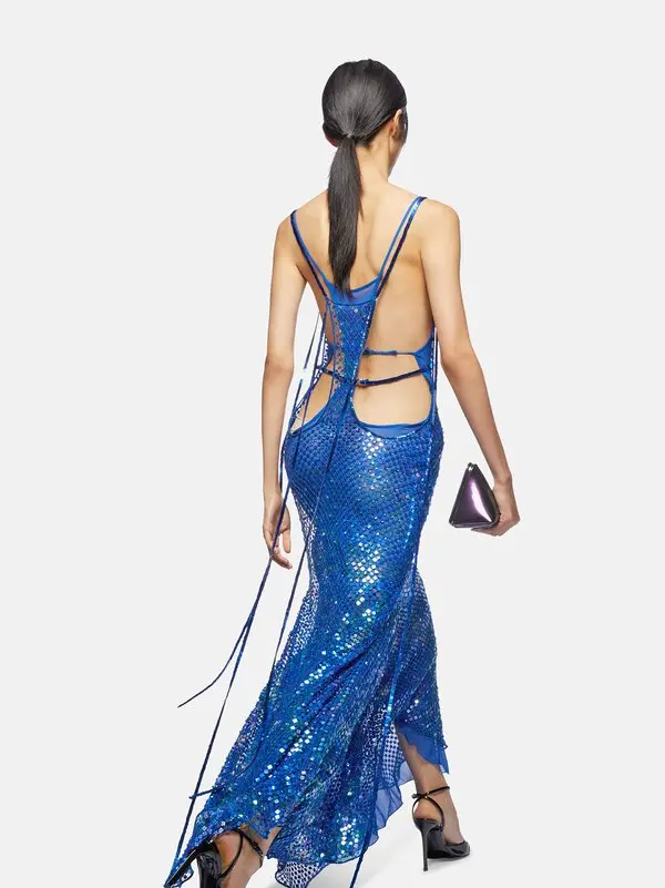 Attico Sequin Trumpet Hem Gown