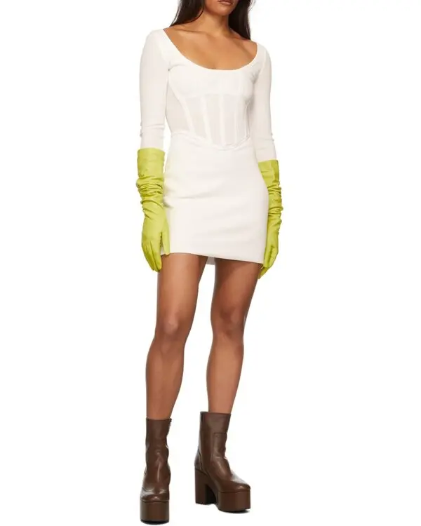 DION LEE Corset Mini Dress With Long Sleeves And Back Zipper