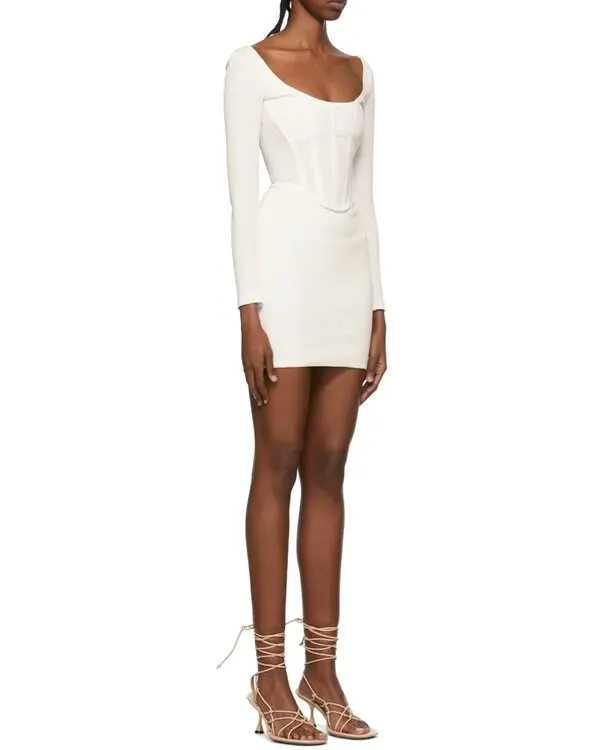 DION LEE Corset Mini Dress With Long Sleeves And Back Zipper