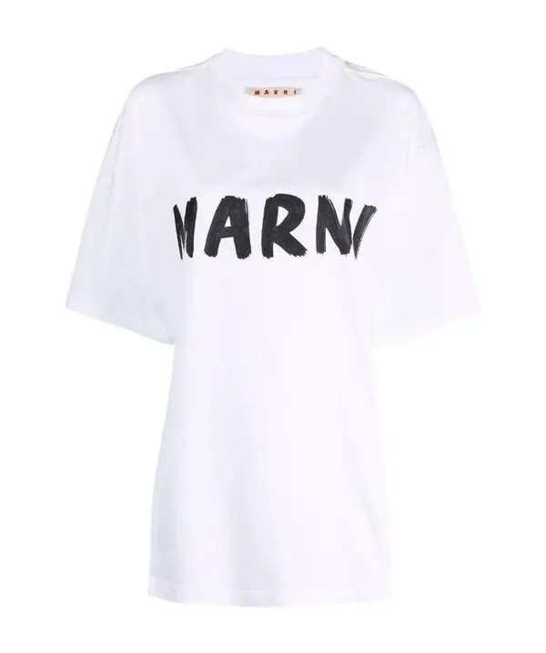 Marni Logo Printed Crewneck T-shirt - White