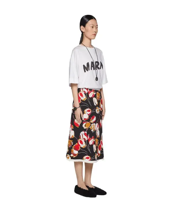 Marni Logo Printed Crewneck T-shirt - White