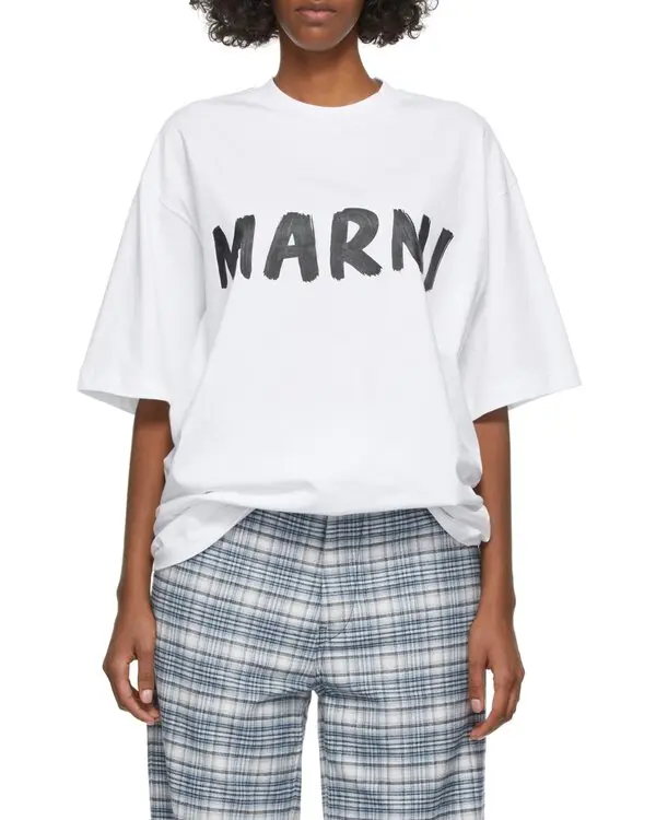 Marni Logo Printed Crewneck T-shirt - White