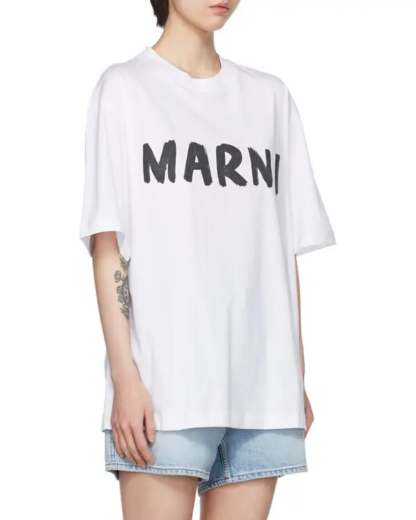 Marni Logo Printed Crewneck T-shirt - White