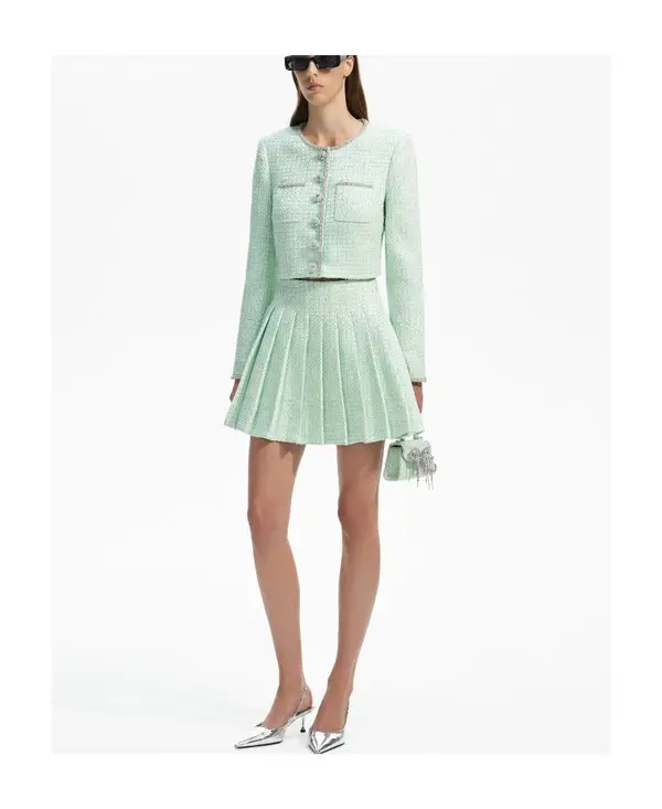 SELF-PORTRAIT High Waist Pleated Mini Skirt