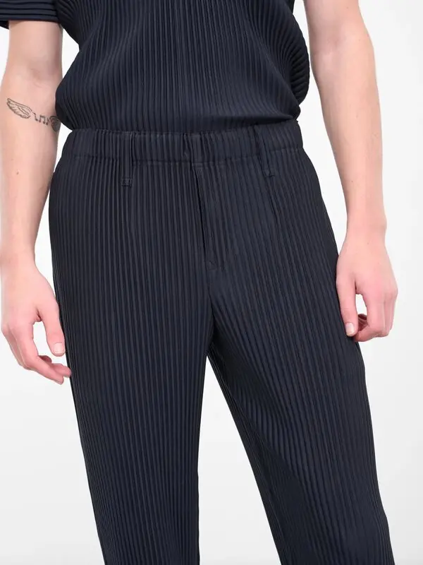 Issey Miyake Homme Plissé Pleated Mid-rise Trousers - Black