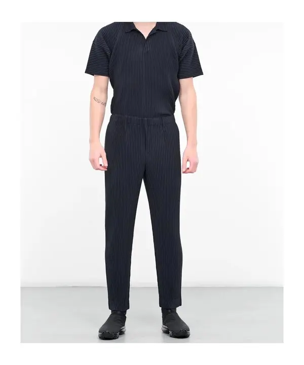 Issey Miyake Homme Plissé Pleated Mid-rise Trousers - Black