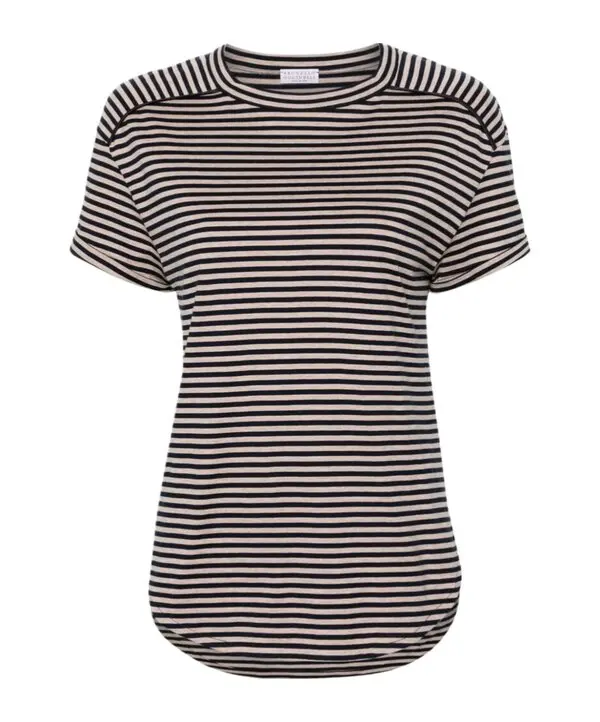 Brunello Cucinelli Striped Crewneck T-shirt - Brown