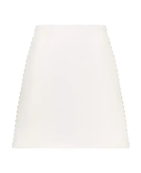 Dior Mini Skirt With Fan-shaped Trim - White