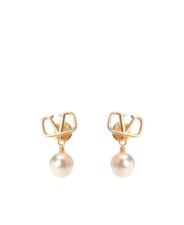 Valentino Garavani Vlogo Signature Embellished Drop Earrings - Golden