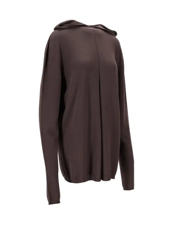 Rick Owens Oversized Hooded Long Sleeve Sweater - Black
