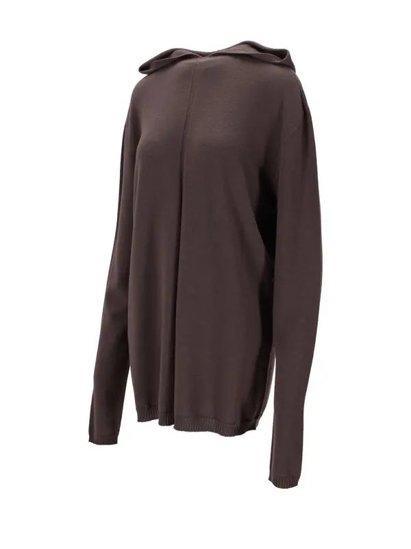 Rick Owens Oversized Hooded Long Sleeve Sweater - Black